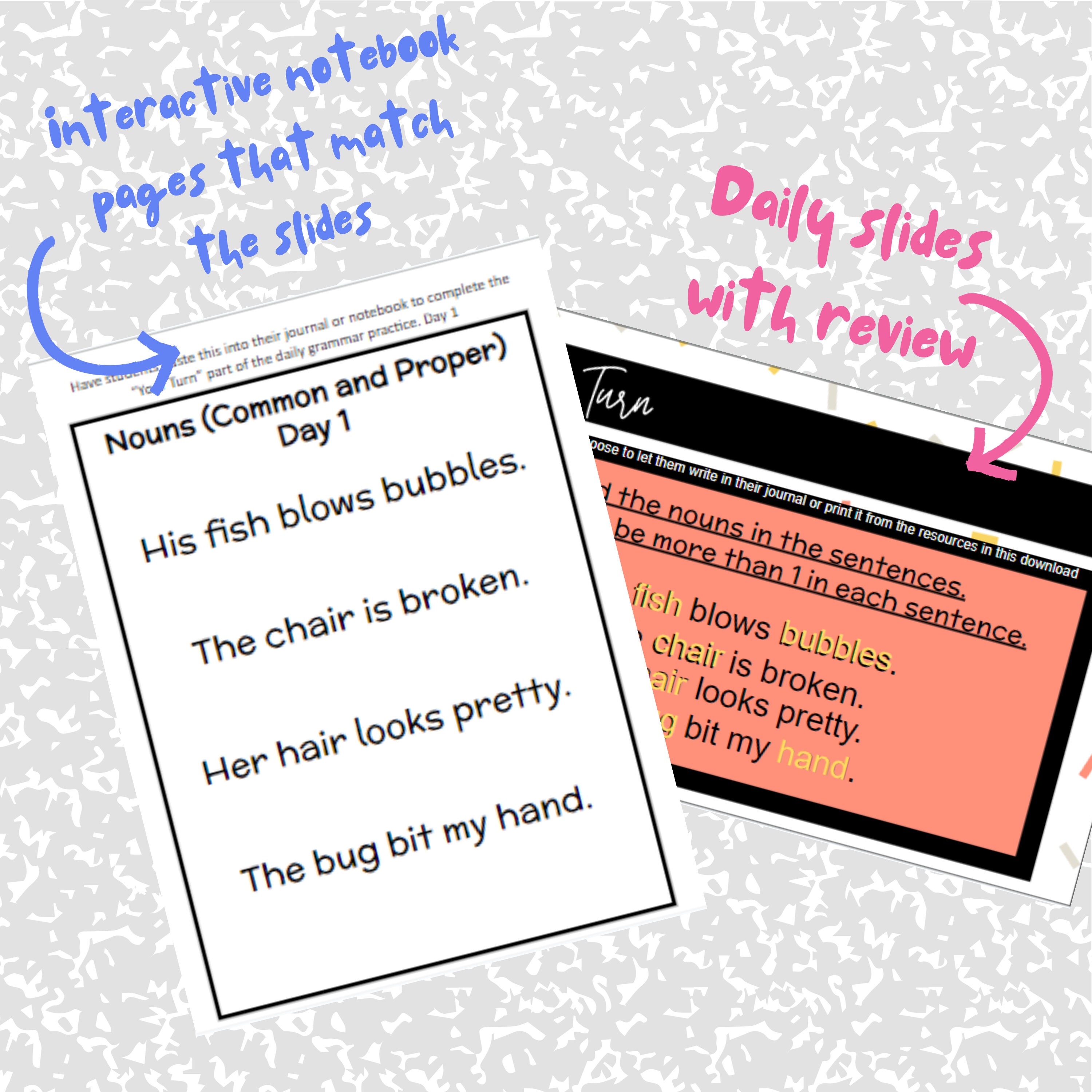 1st Grade Common and Proper Nouns Slides With Matching Interactive ...