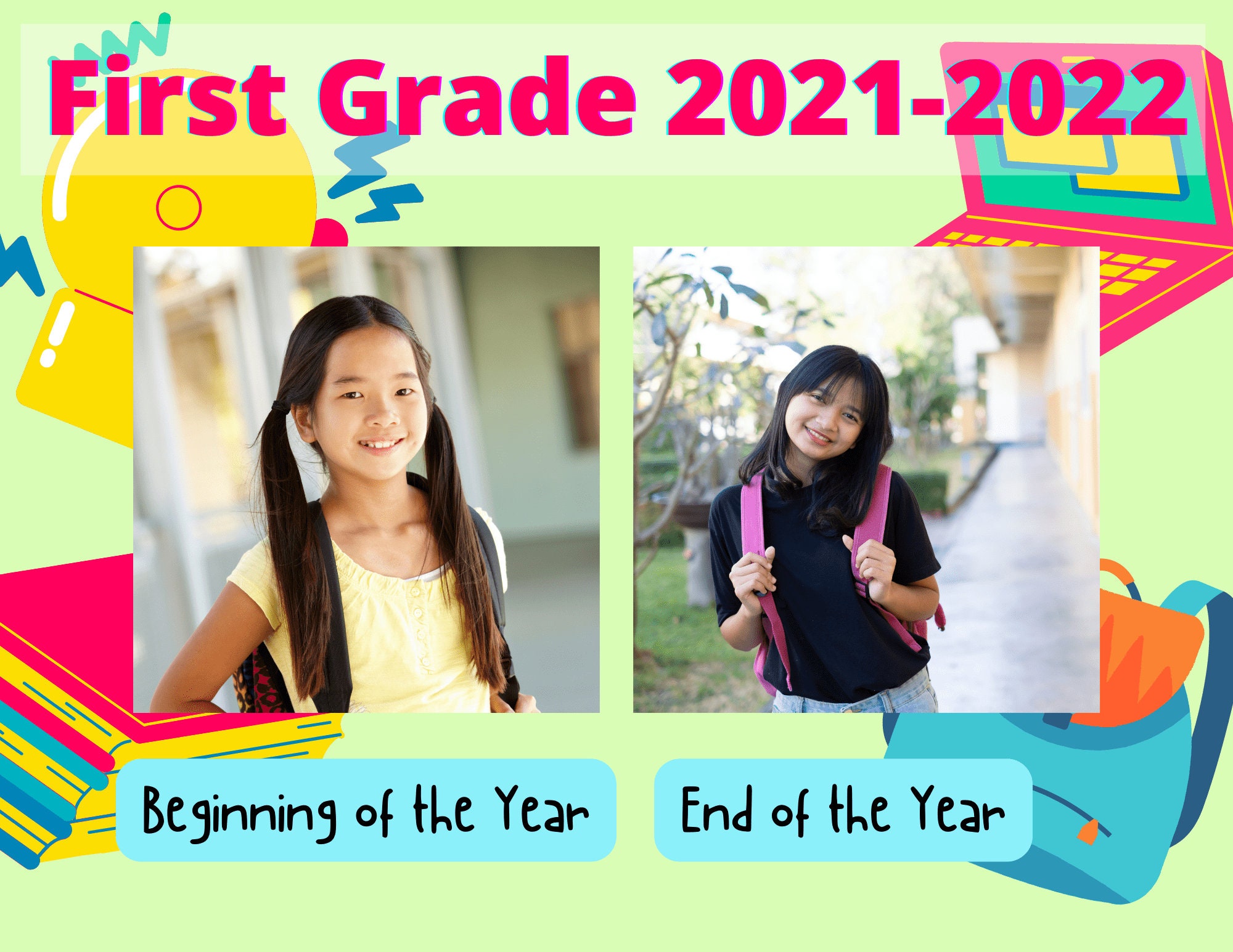 First and Last Day of School Picture Template | First Day of School ...