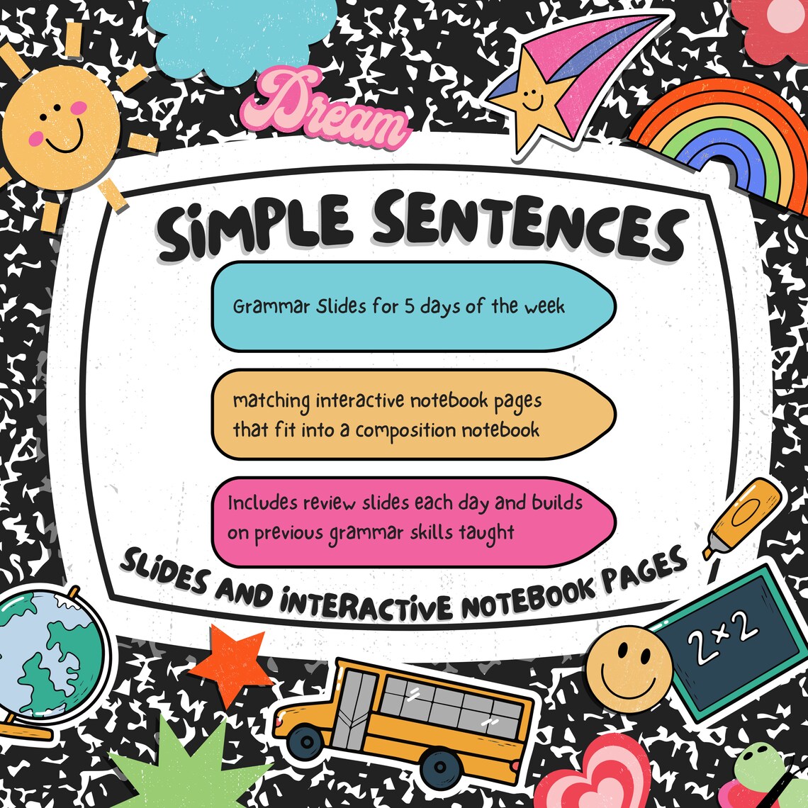 1st Grade Simple Sentences What is A Sentence Slides and Notebook Pages ...