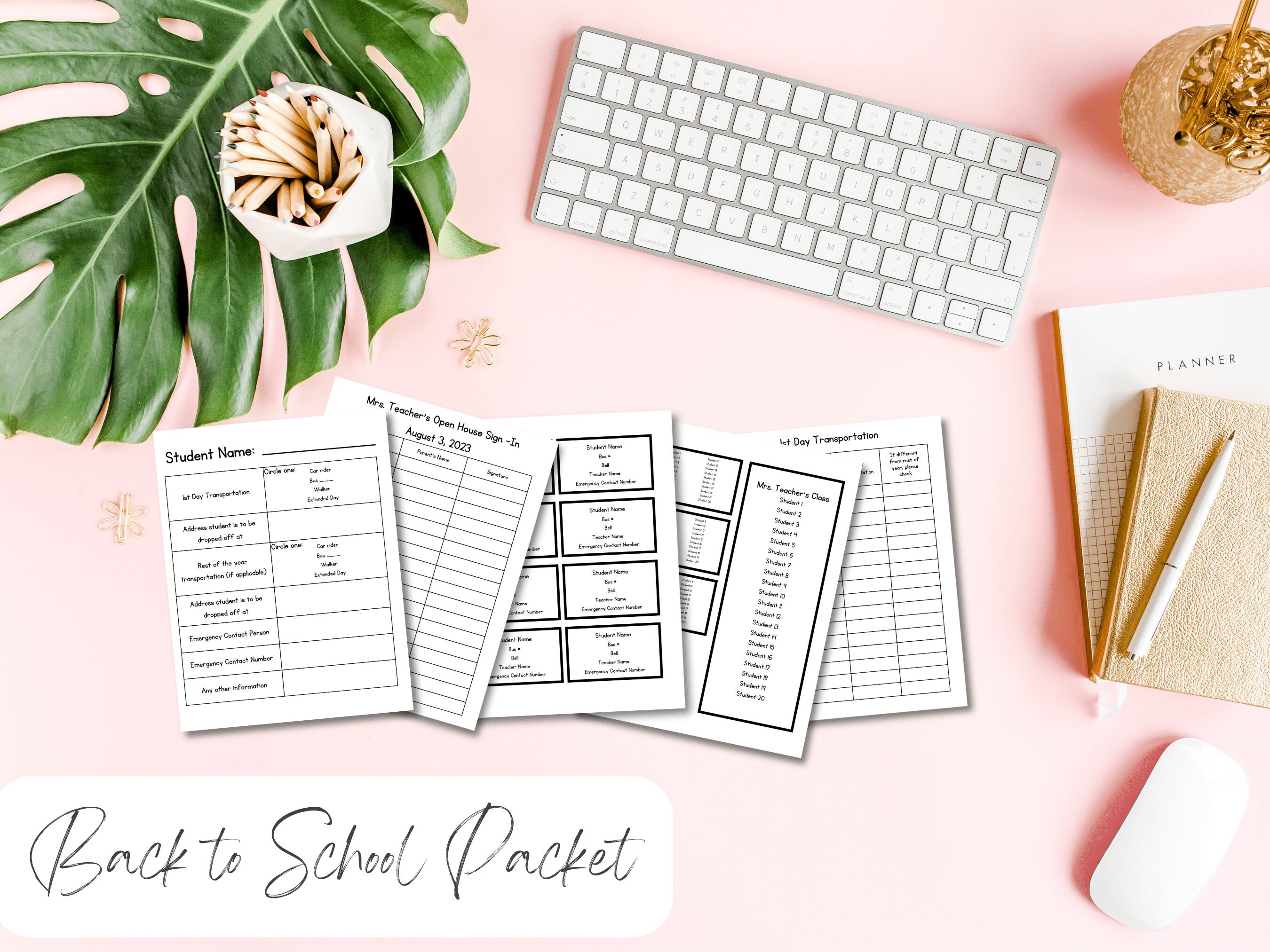 Back to School Packet | Open House Parent Night Sign in | 1st Week of ...