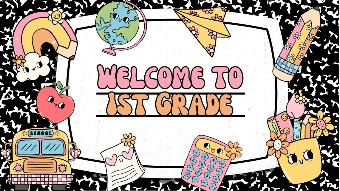 Editable Retro/groovy Composition Notebook Monthly Backgrounds - Etsy
