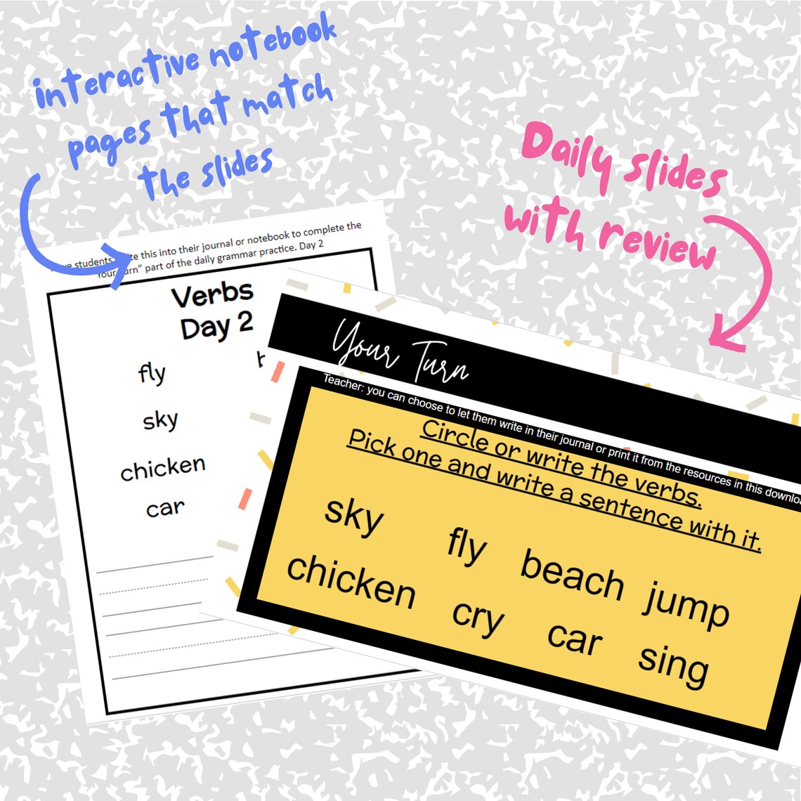 1st Grade Verb Google Slides With Matching Interactive Notebook Pages ...