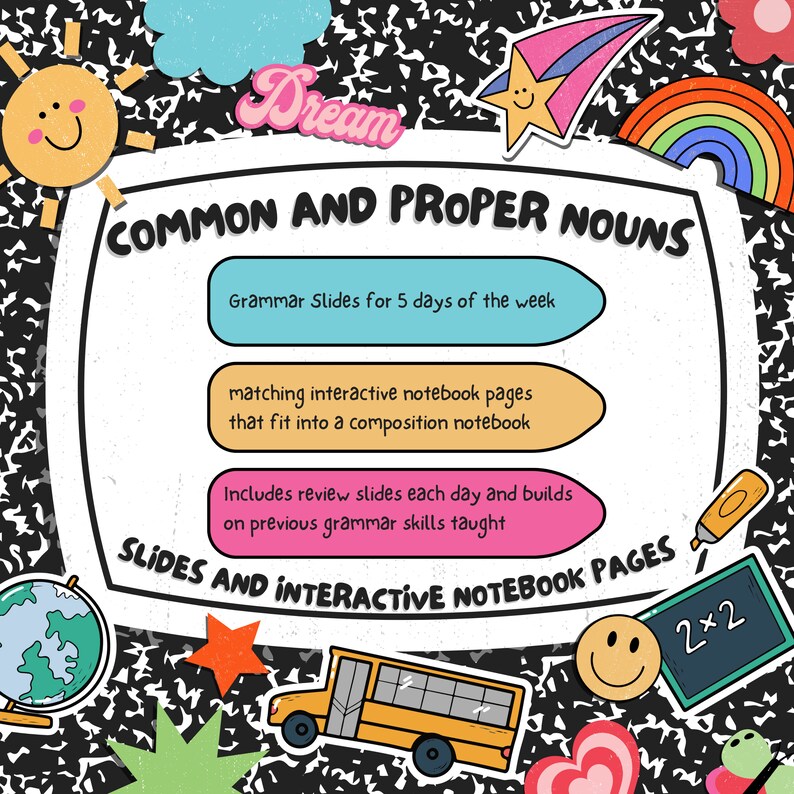 1st Grade Common and Proper Nouns Slides With Matching Interactive ...
