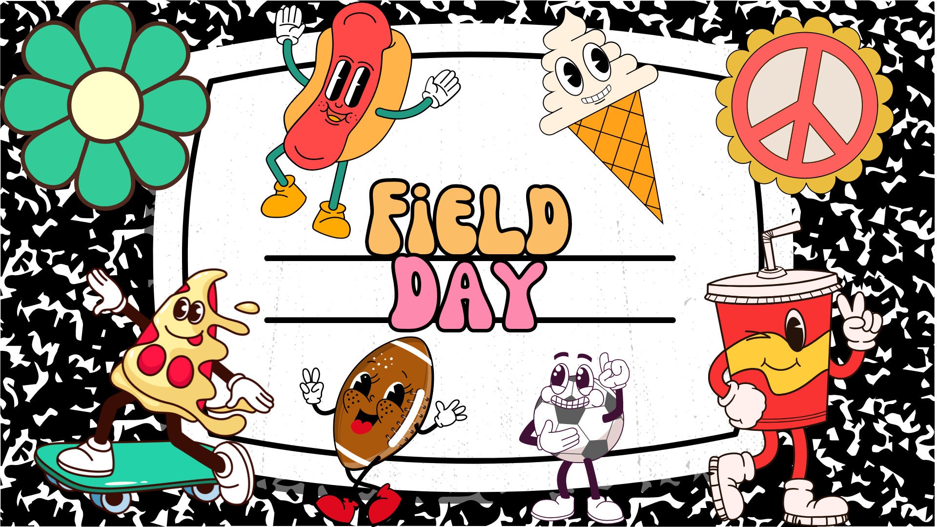 Editable Retro/groovy Composition Notebook Monthly Backgrounds - Etsy