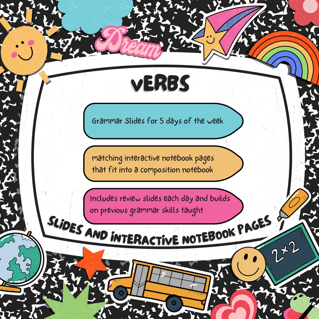 1st Grade Verb Google Slides With Matching Interactive Notebook Pages ...