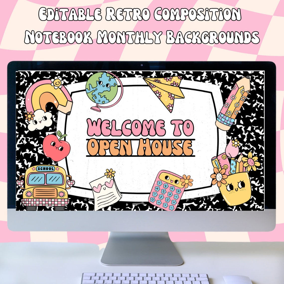 Editable Retro/groovy Composition Notebook Monthly Backgrounds - Etsy