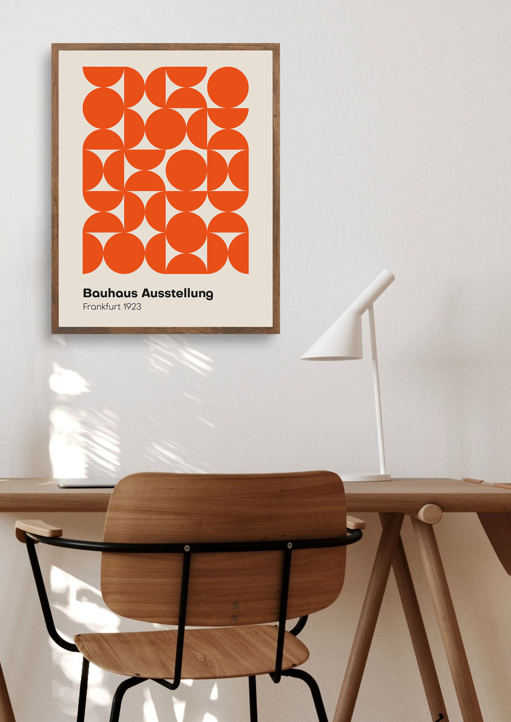 Bauhaus Orange Geometric Poster, 60s Vintage Minimal Poster Design, Mid ...