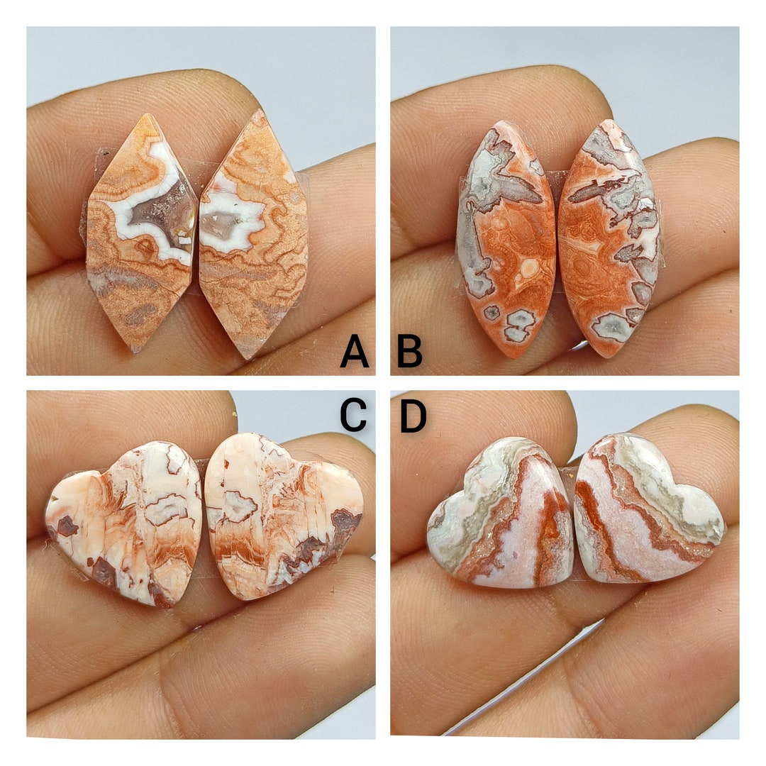 Rosita Jasper Cabochon Pair Rosetta Jasper Gemstone Pair - Etsy