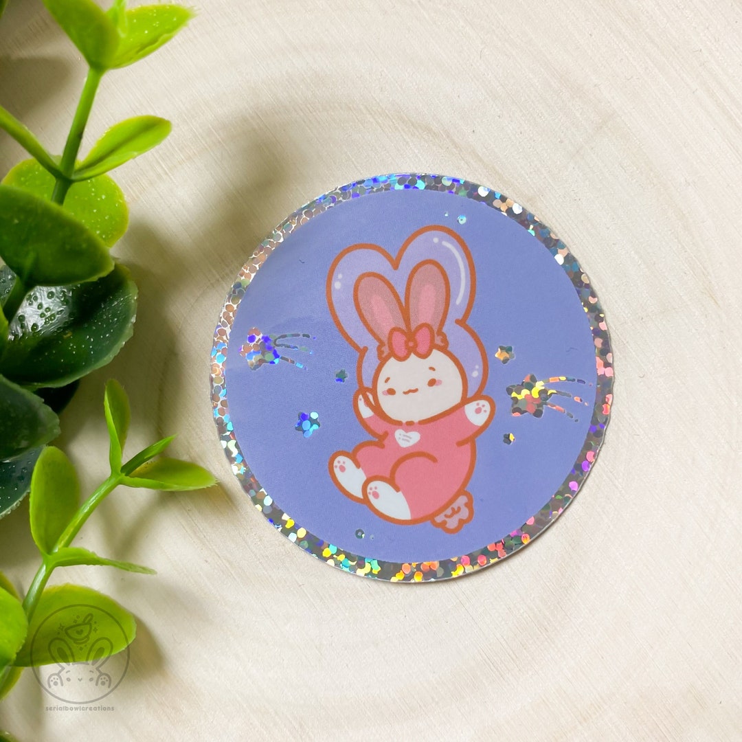Astro Mimi | Bunny Glitter Die Cut Vinyl Sticker - Etsy