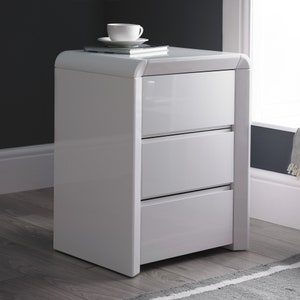 White 3drw High Gloss Bedside Table/ Nightstand by Time4sleep (ice ...