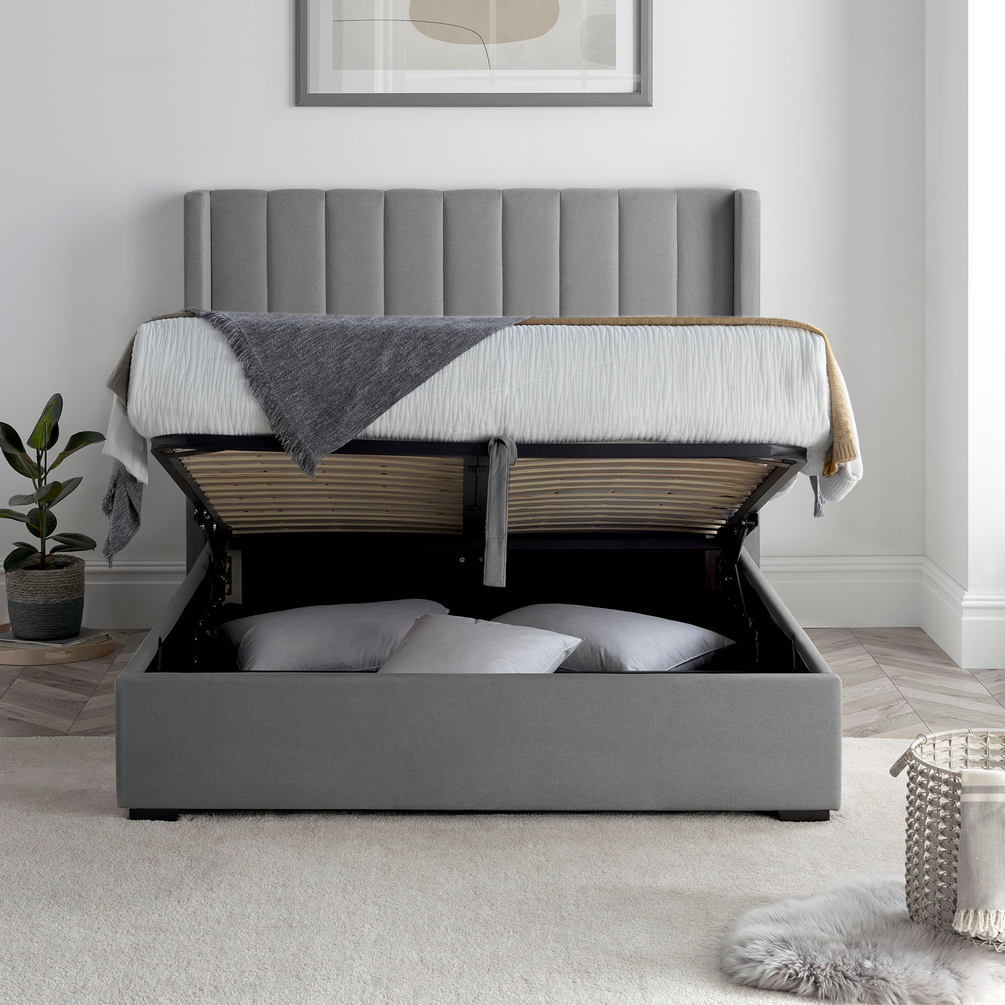 Light Grey Winged Ottoman Bed - Double & King by Time4sleep (maya ...