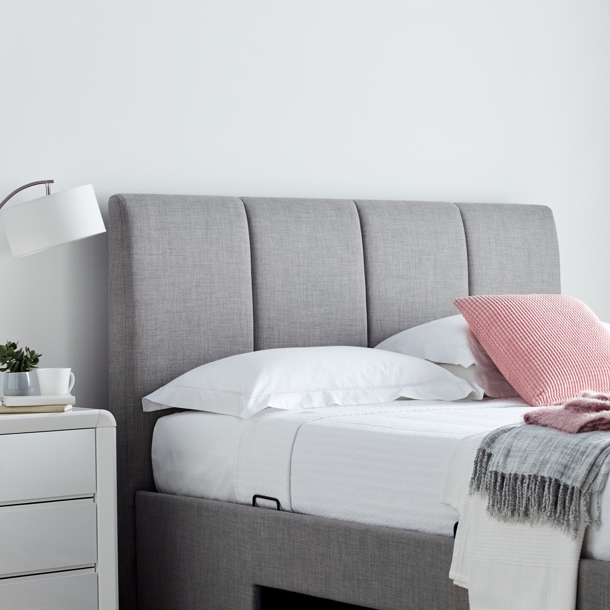 Grey Upholstered Ottoman Storage TV Bed Mid Grey Double King Super King by Time4Sleep Copenhagen Etsy