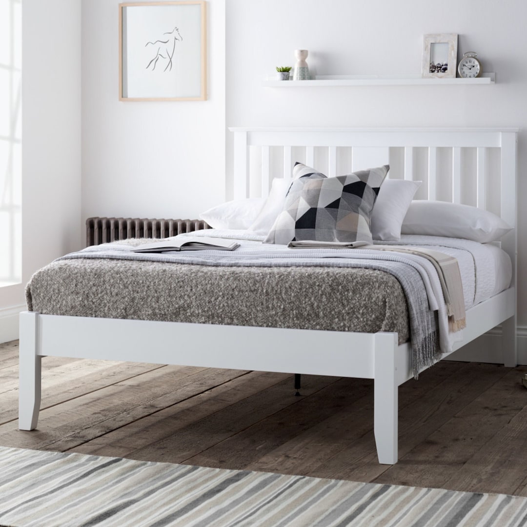 White Wooden Shaker Style Bed Frame - Single/ Small Double/ Double by ...