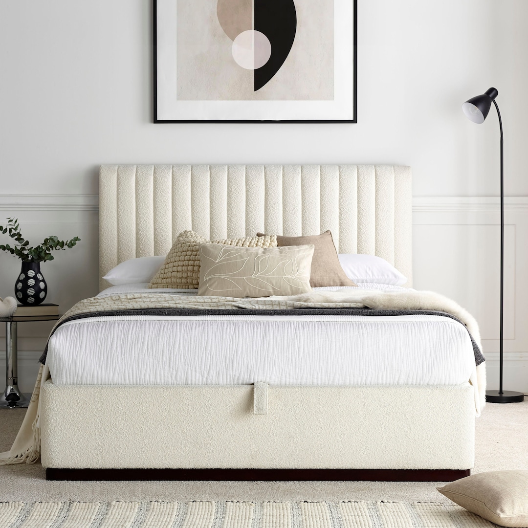 Cream Boucle Ottoman Storage Bed - Double & King by Time4sleep (anna) - Etsy UK
