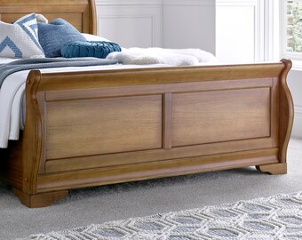 Wooden sleigh bed super king size store
