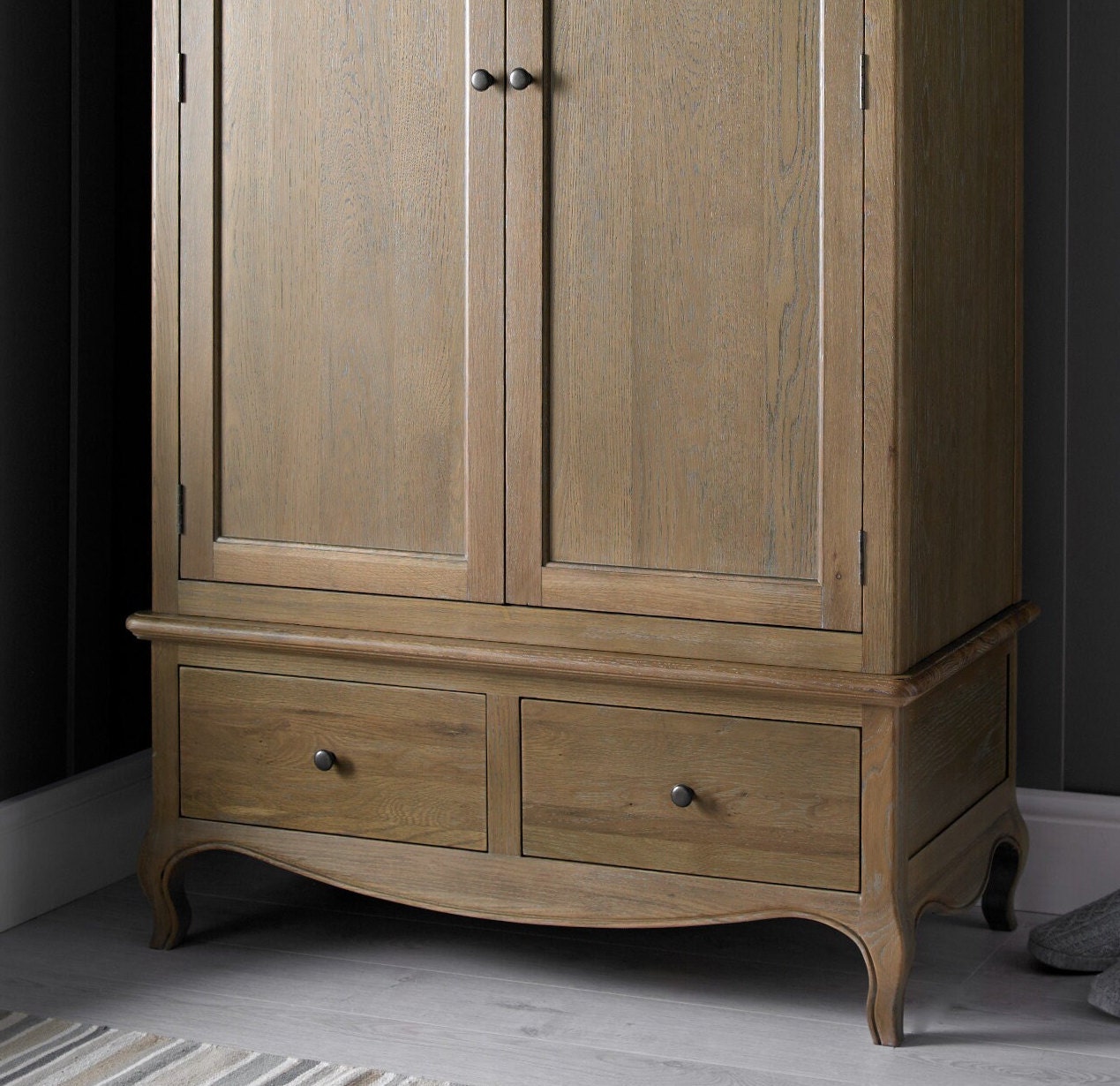 Solid Oak Weathered 2 Drawer Wardrobe by Time4sleep (loire) - Etsy