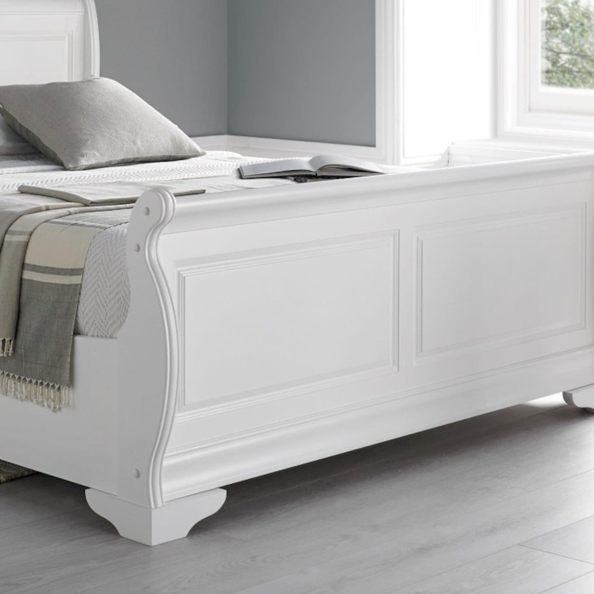 White Wooden Sleigh Style Bed Frame Single/king/super King - Etsy UK