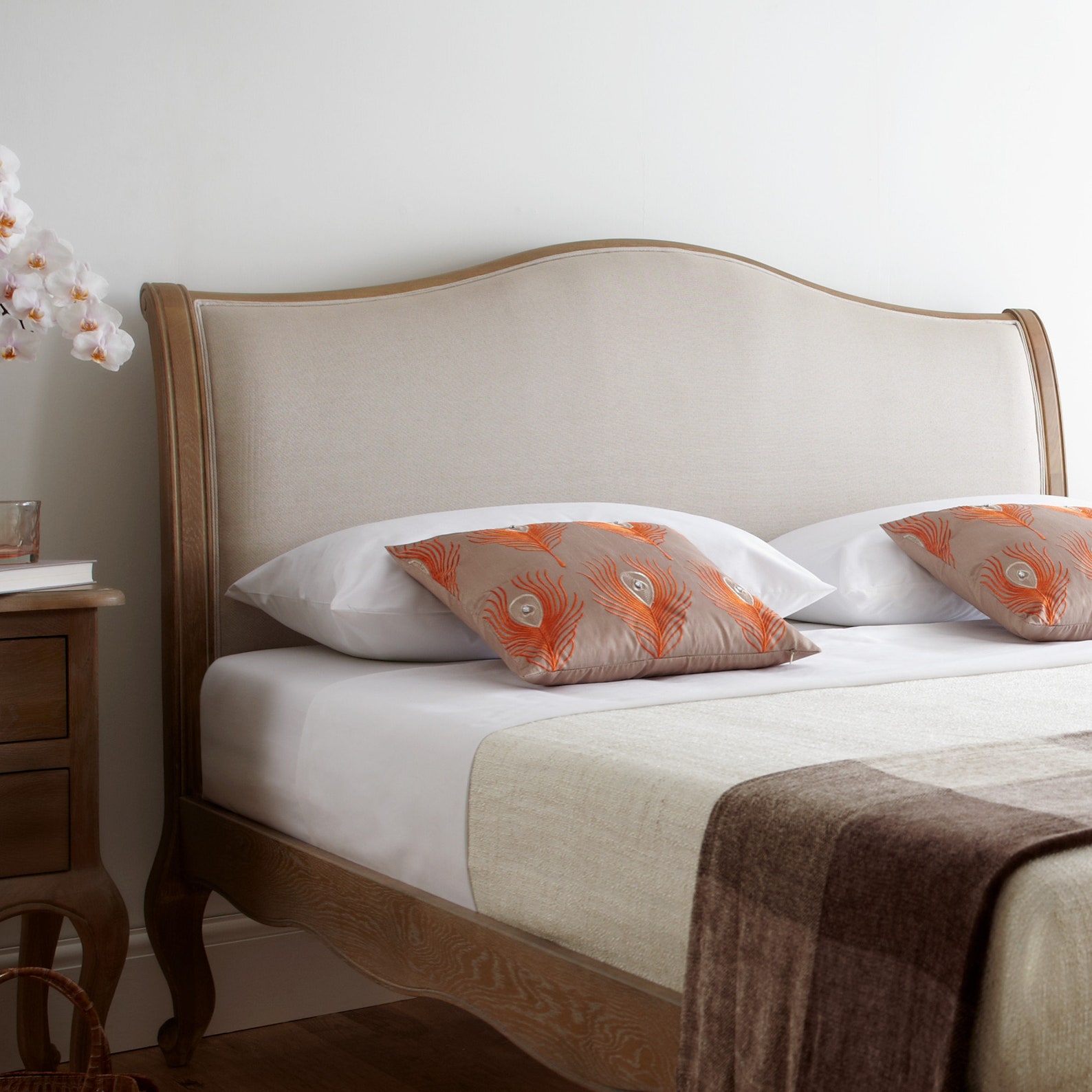 Solid Oak French Style Wooden Upholstered Bed Frame in Various Sizes by ...