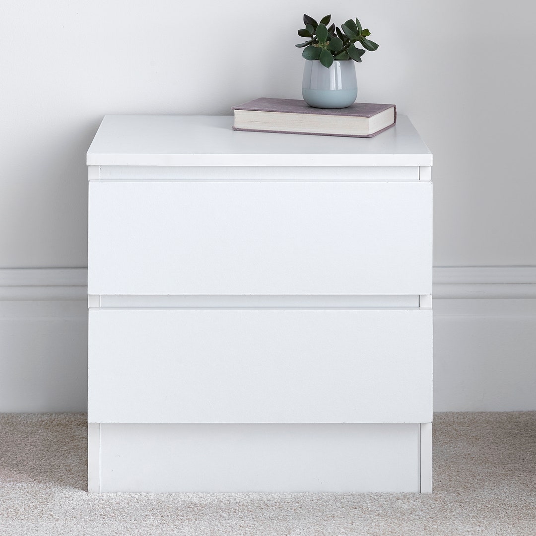 White Wooden 2 Drawer Bedside Table/ Night Stand by Time4sleep (emma) - Etsy UK