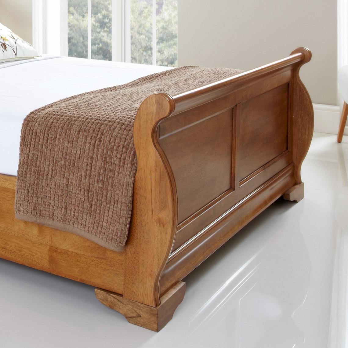 Oak Finish Wooden Sleigh Style Bed Frame Double/king/super - Etsy UK