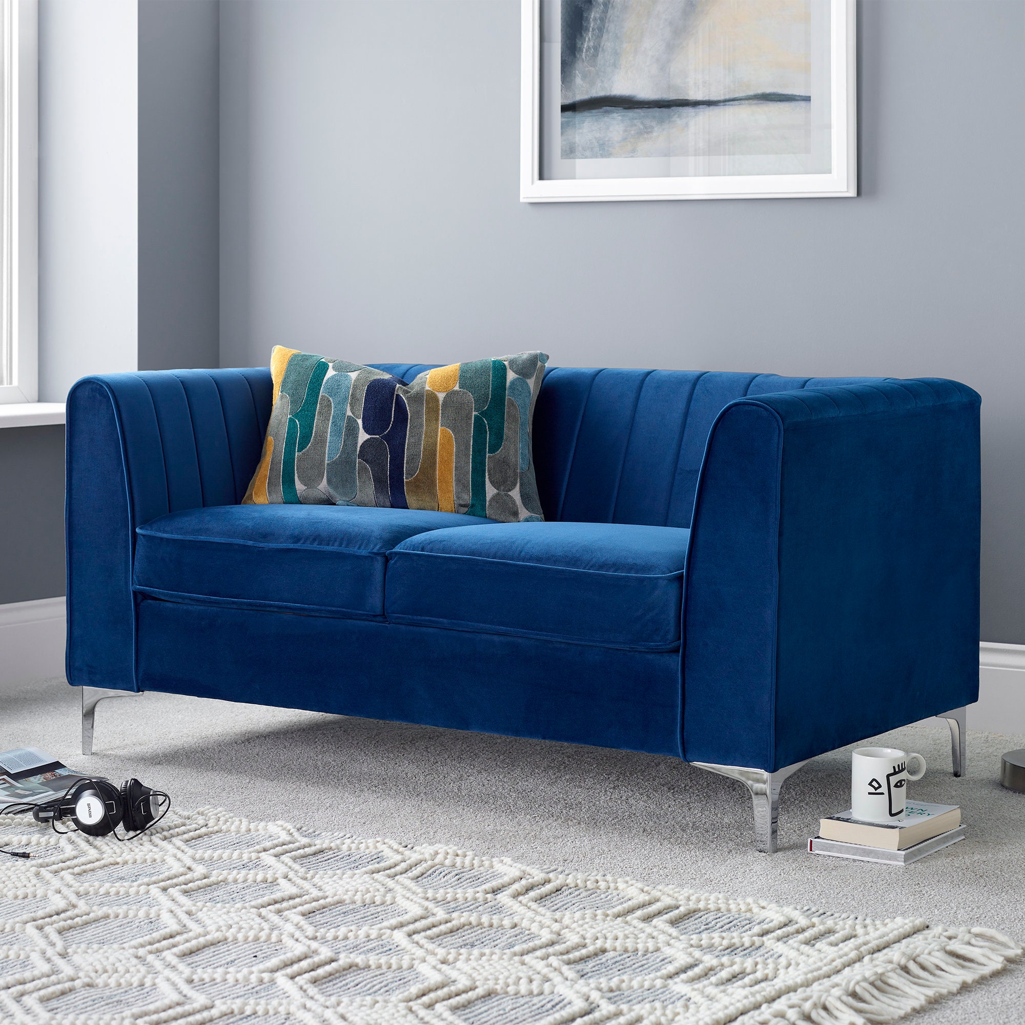 Navy Velvet 2 Seater Sofa by Time4sleep milano - Etsy UK