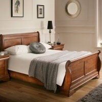 Mahogany Finish Wooden Sleigh Bed Frame Double/king/super - Etsy UK