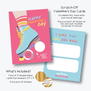 Roller Skating Retro Scratch-off Class Valentines Set of 15 - Etsy