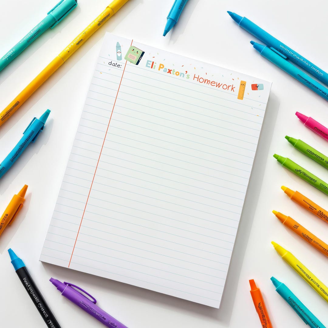 Custom Kids Homework Notepad: Personalized Stationery, 50-page Writing ...