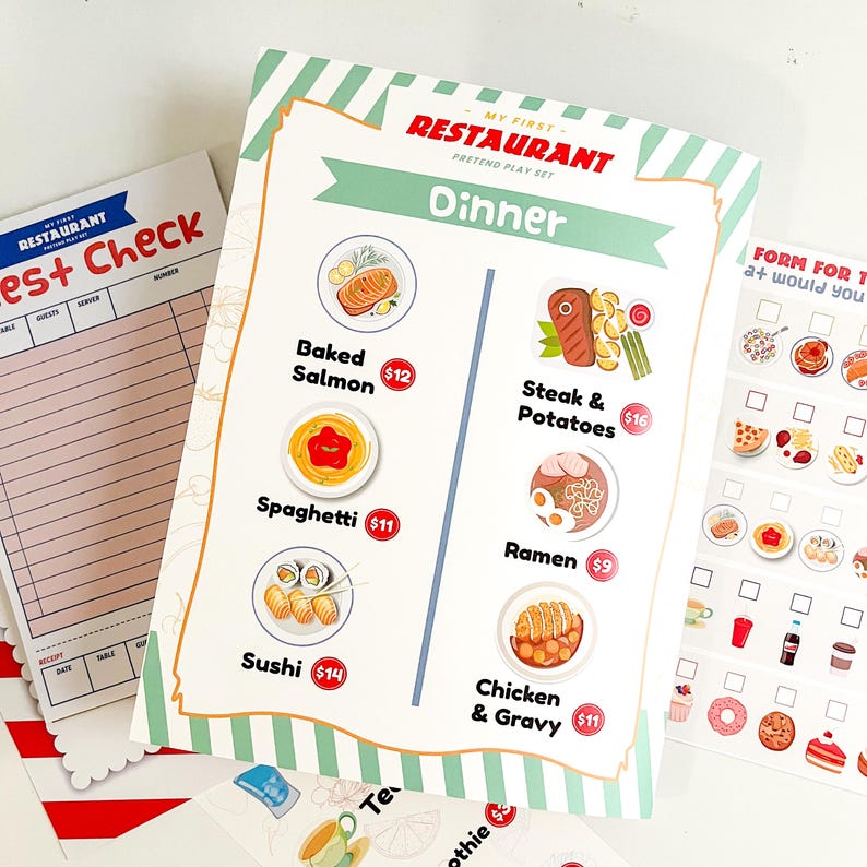 My First Restaurant Pretend Play Set - for Dramatic Play! - Etsy