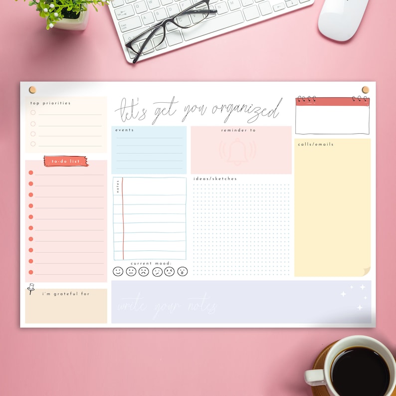 Let's Get Organized! XL Desk Notepad - 50 Pages - Etsy