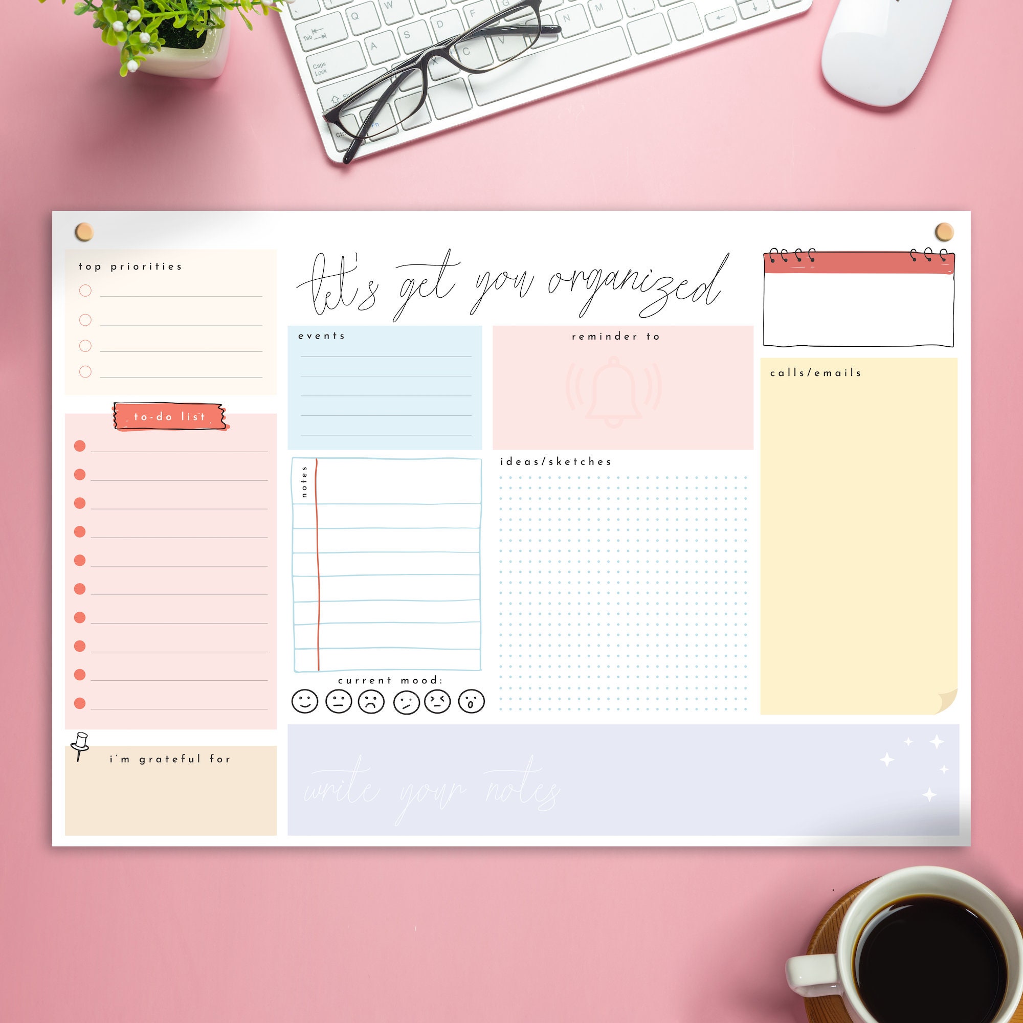 Let's Get Organized! XL Desk Notepad - 50 Pages - Etsy