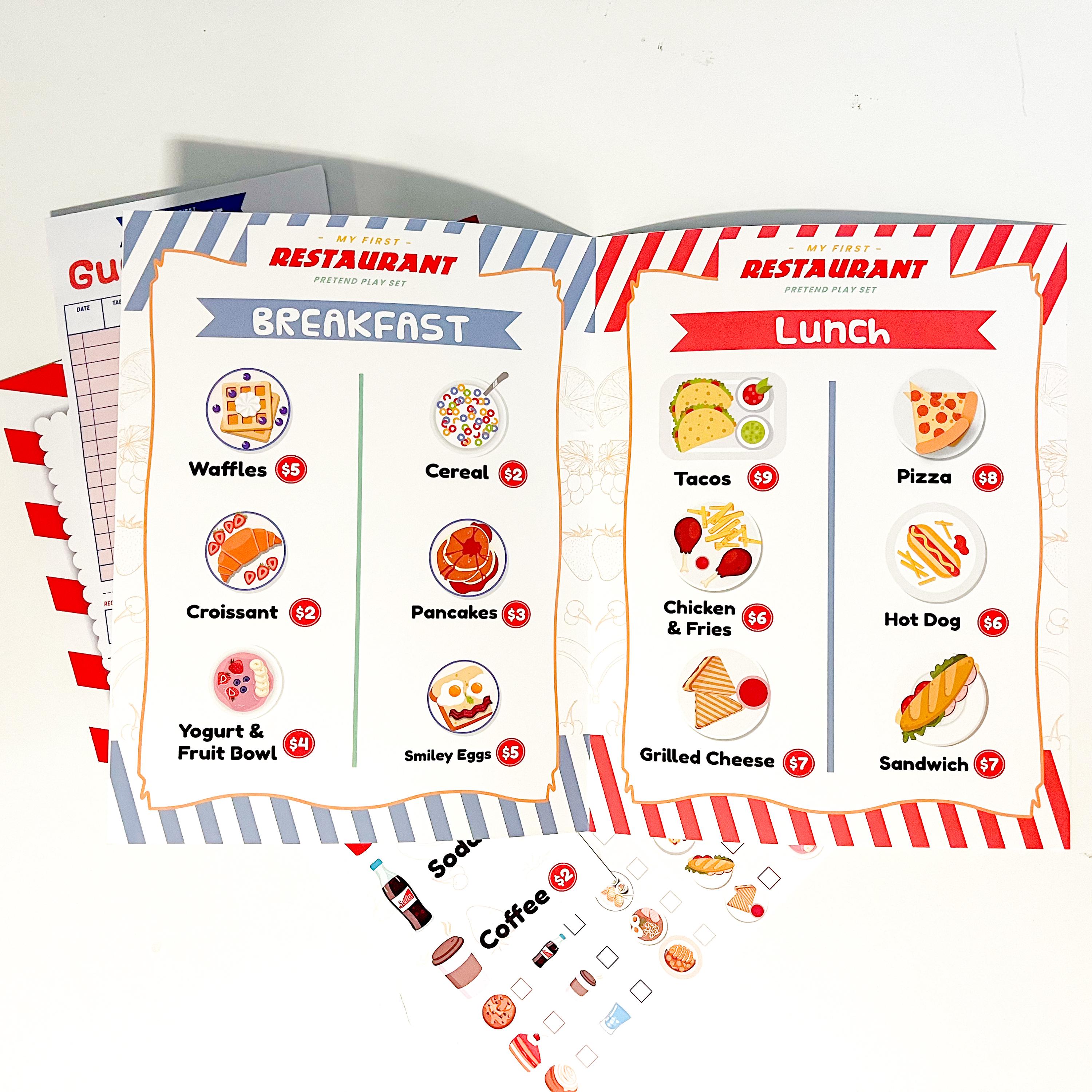 My First Restaurant Pretend Play Set - for Dramatic Play! - Etsy