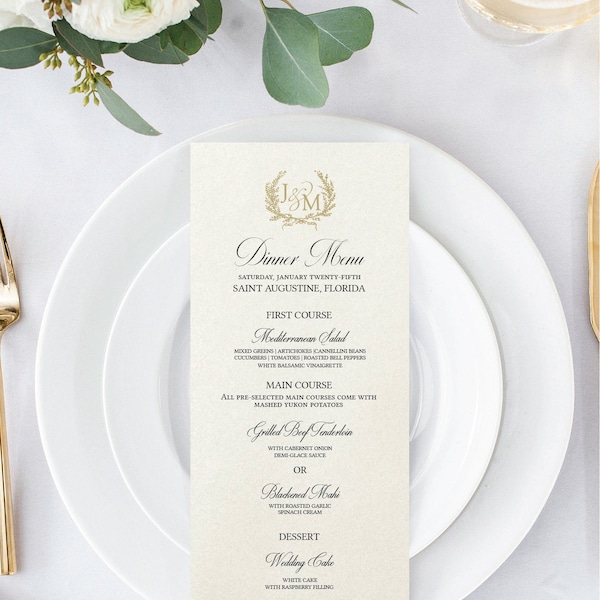 Monogram Menu - Etsy