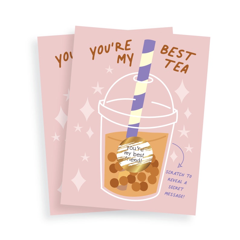 Boba Tea Scratch-off Class Valentines | Set of 15 - Etsy
