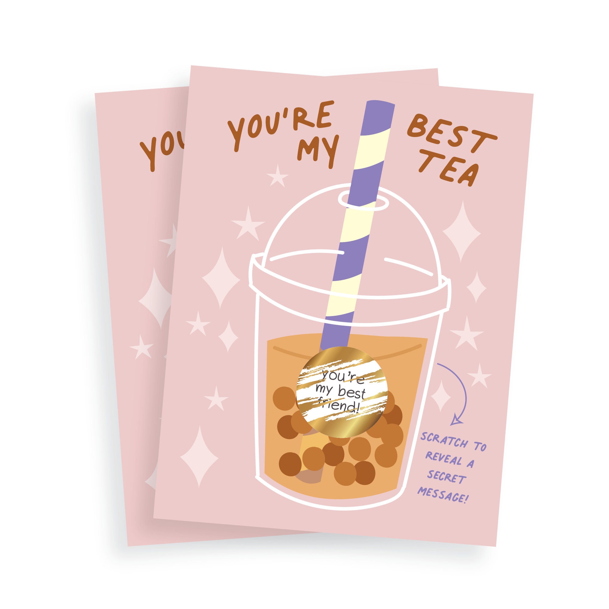 Boba Tea Scratch-off Class Valentines | Set of 15 - Etsy