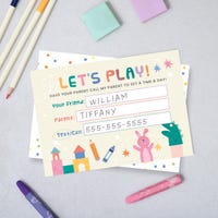 Sloth Playdate Cards, Kids Contact Card, Kids Playdate Invitation ...
