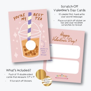 Boba Tea Scratch-off Class Valentines | Set of 15 - Etsy