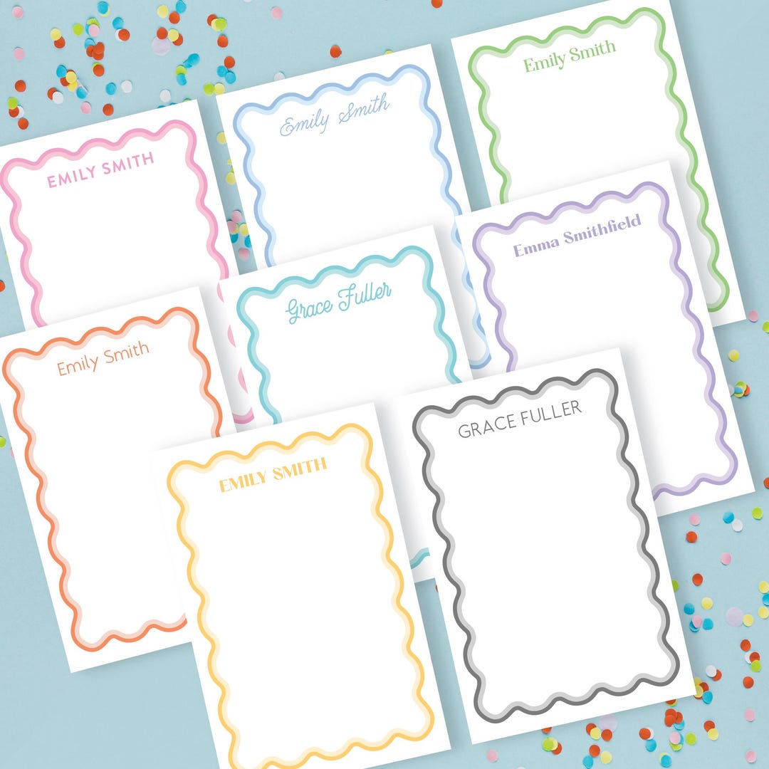 Custom Wavy Border Notepad: Personalized Stationery, 50-page Writing ...