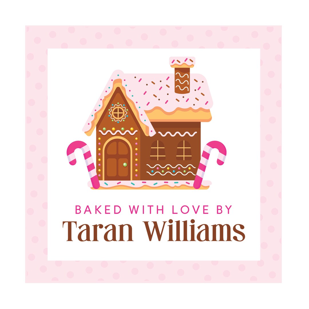 Baked With Love Gingerbread House Personalized SET OF 30 PRINTED Tags ...