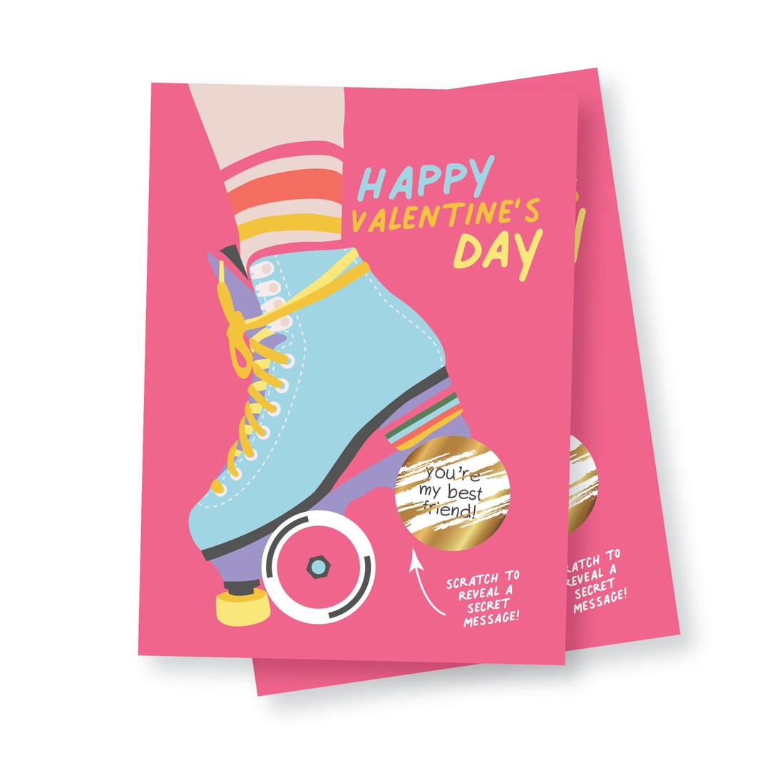 Roller Skating Retro Scratch-off Class Valentines Set of 15 - Etsy