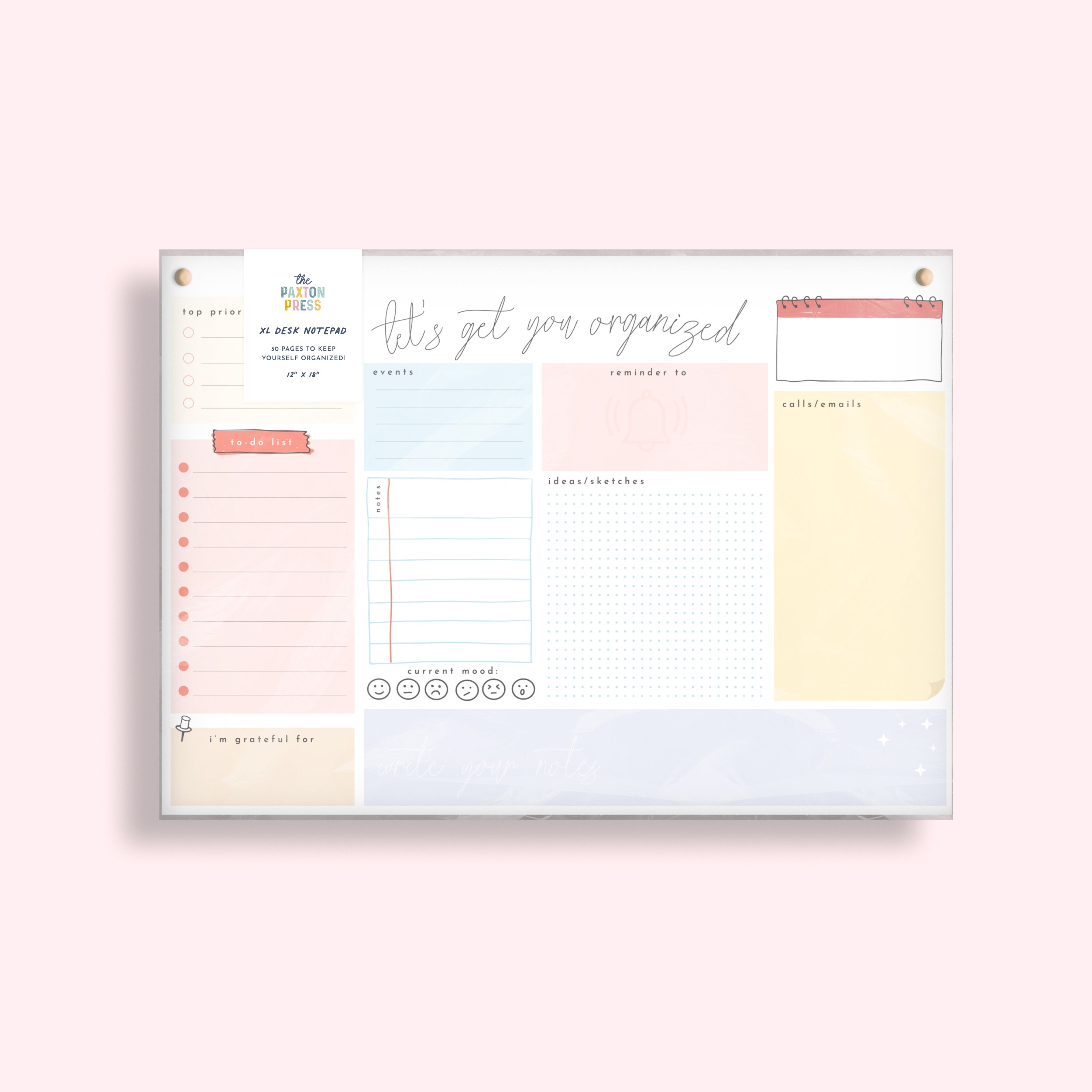 Let's Get Organized! XL Desk Notepad - 50 Pages - Etsy