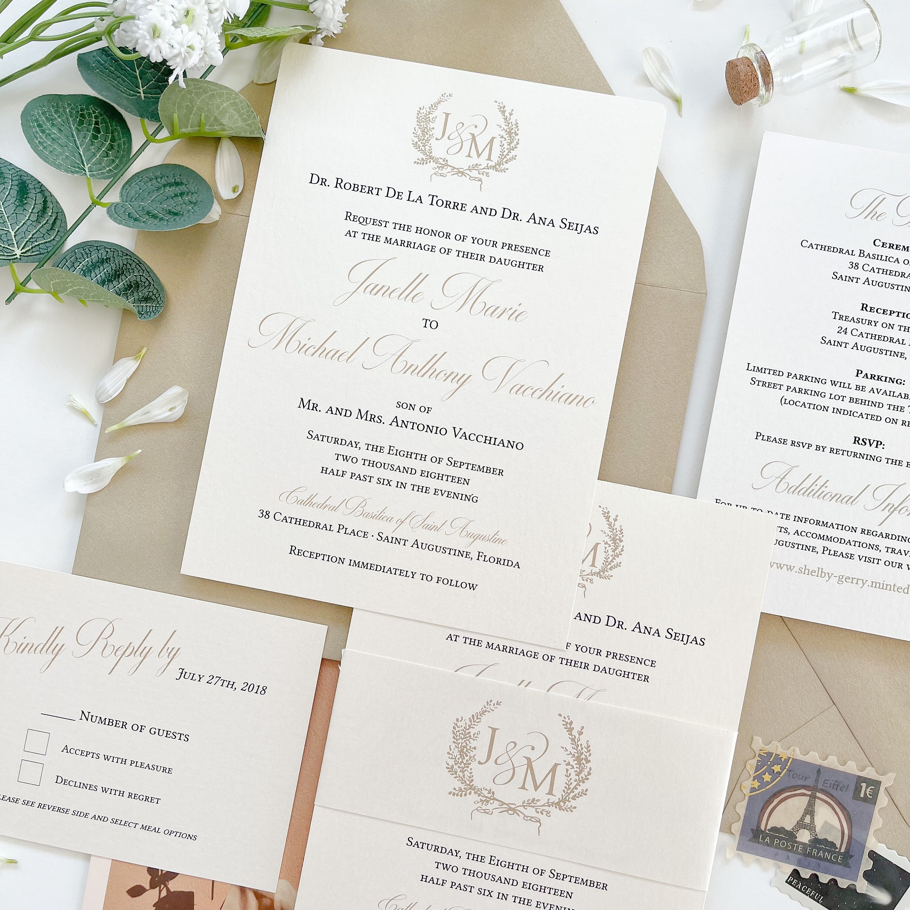 Classic Monogram Pearlescent Wedding Invitation Suite - Etsy