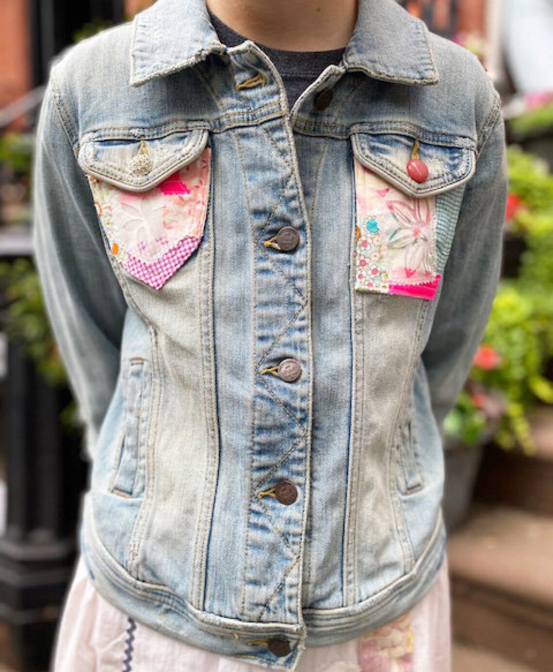 Upcycled, Candy Wrapper and Lace Embellished Jean Jacket - Etsy