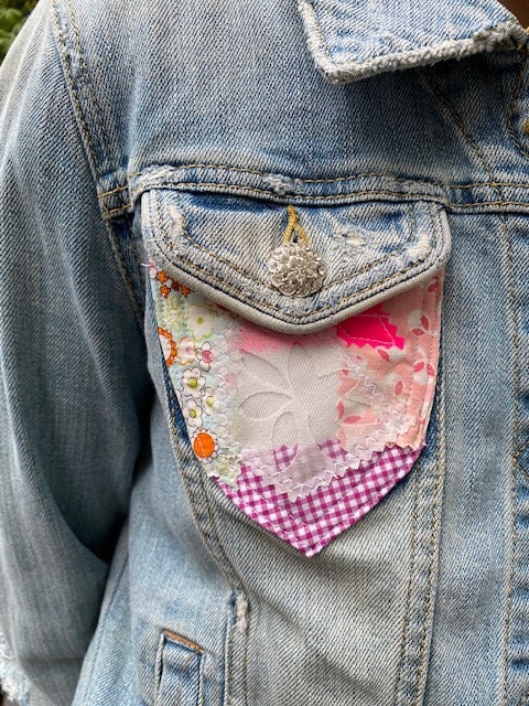 Upcycled, Candy Wrapper and Lace Embellished Jean Jacket - Etsy