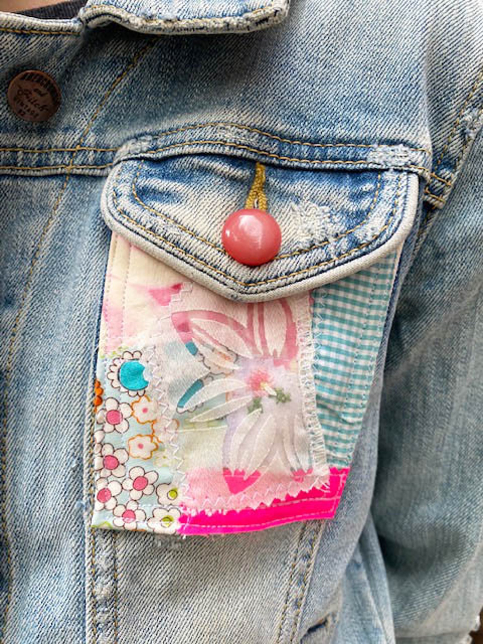 Upcycled, Candy Wrapper and Lace Embellished Jean Jacket - Etsy