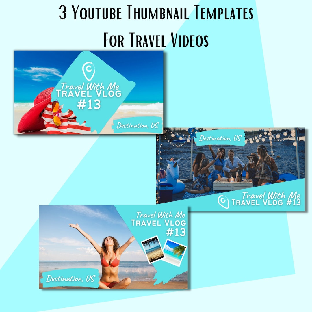 Youtube Thumbnail Kit | Editable Canva Template | Travel Branding ...