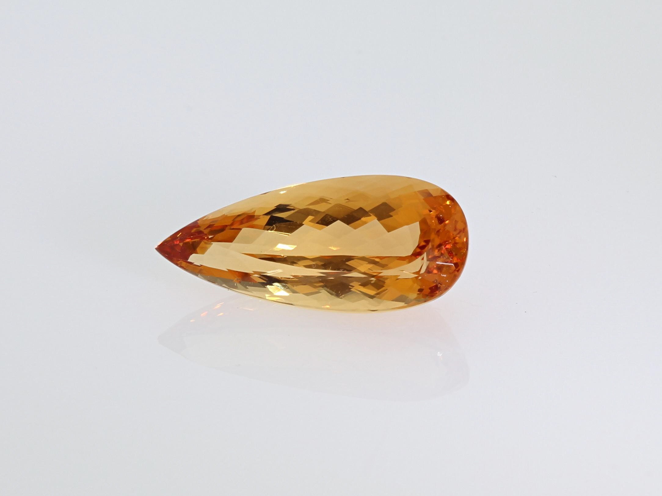 13.46 Cts Imperial Topaz, Pear Shape, Golden Peachy Orange With Reddish ...
