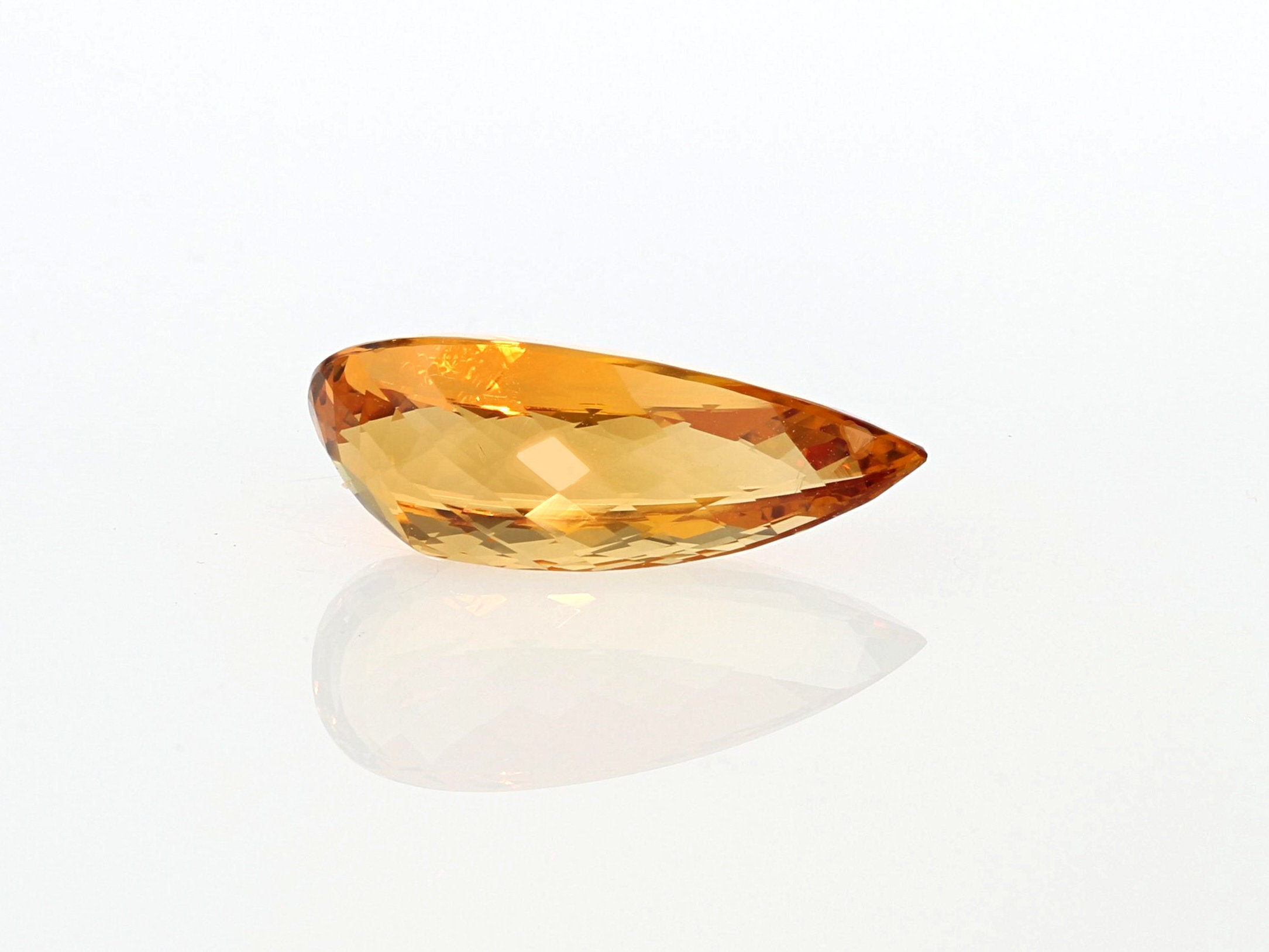 13.46 Cts Imperial Topaz, Pear Shape, Golden Peachy Orange With Reddish ...