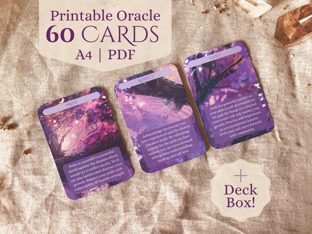 Shadow Work Printable Oracle Deck With Deck Box Darkwood Dreaming 60 Oracle Cards Digital
