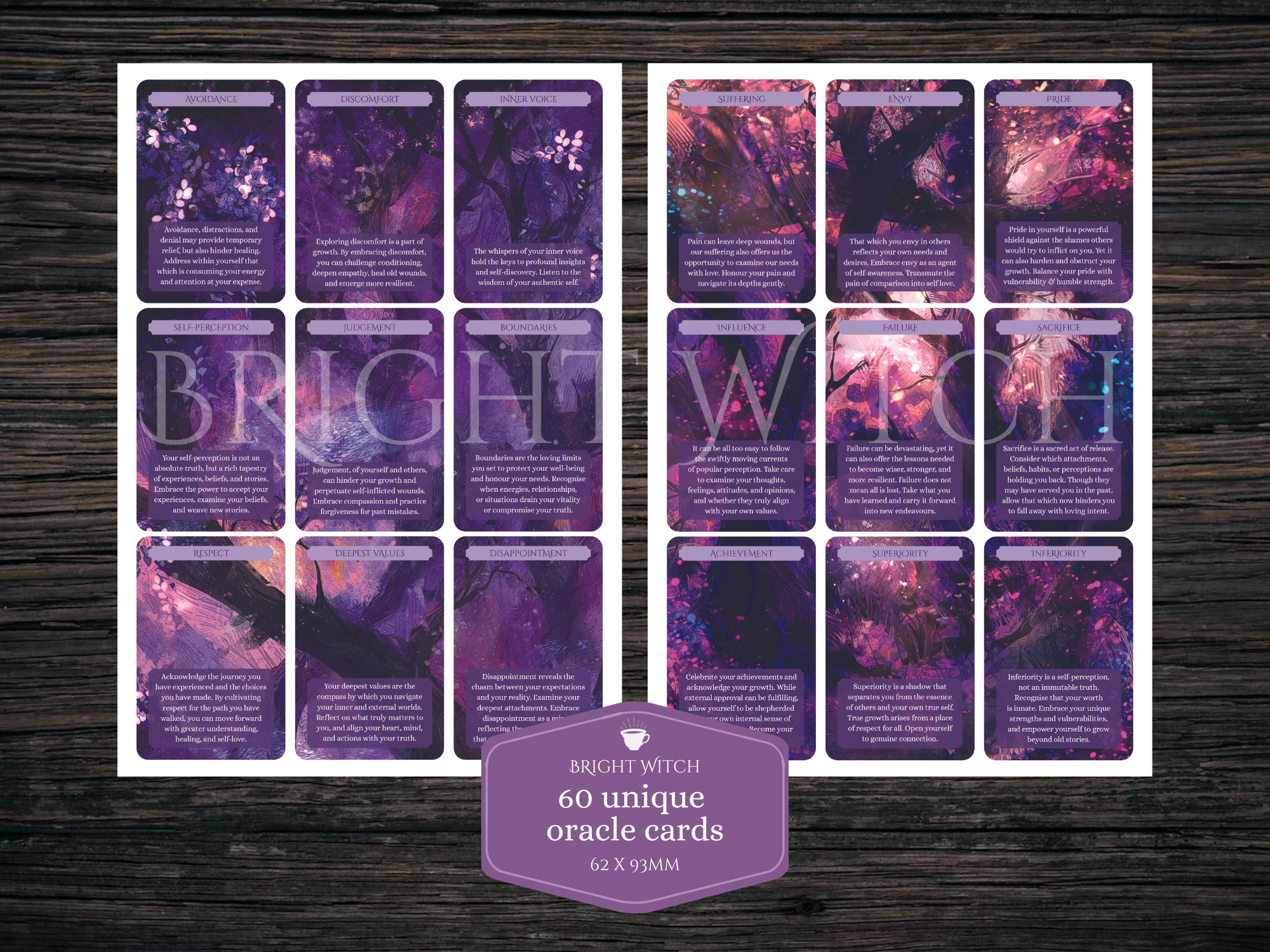 Shadow Work Printable Oracle Deck With Deck Box Darkwood Dreaming 60 Oracle Cards Digital